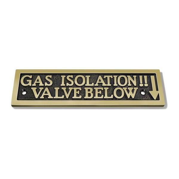 AG Label 'Gas Isolation Valve Below' in Cast Brass – All About Boats
