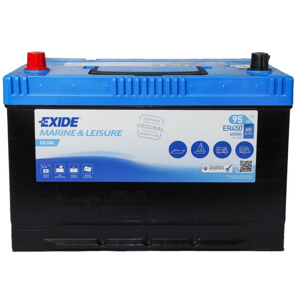 Exide ER450 Marine and Leisure Battery (95Ah / Flooded Lead Acid) – All ...